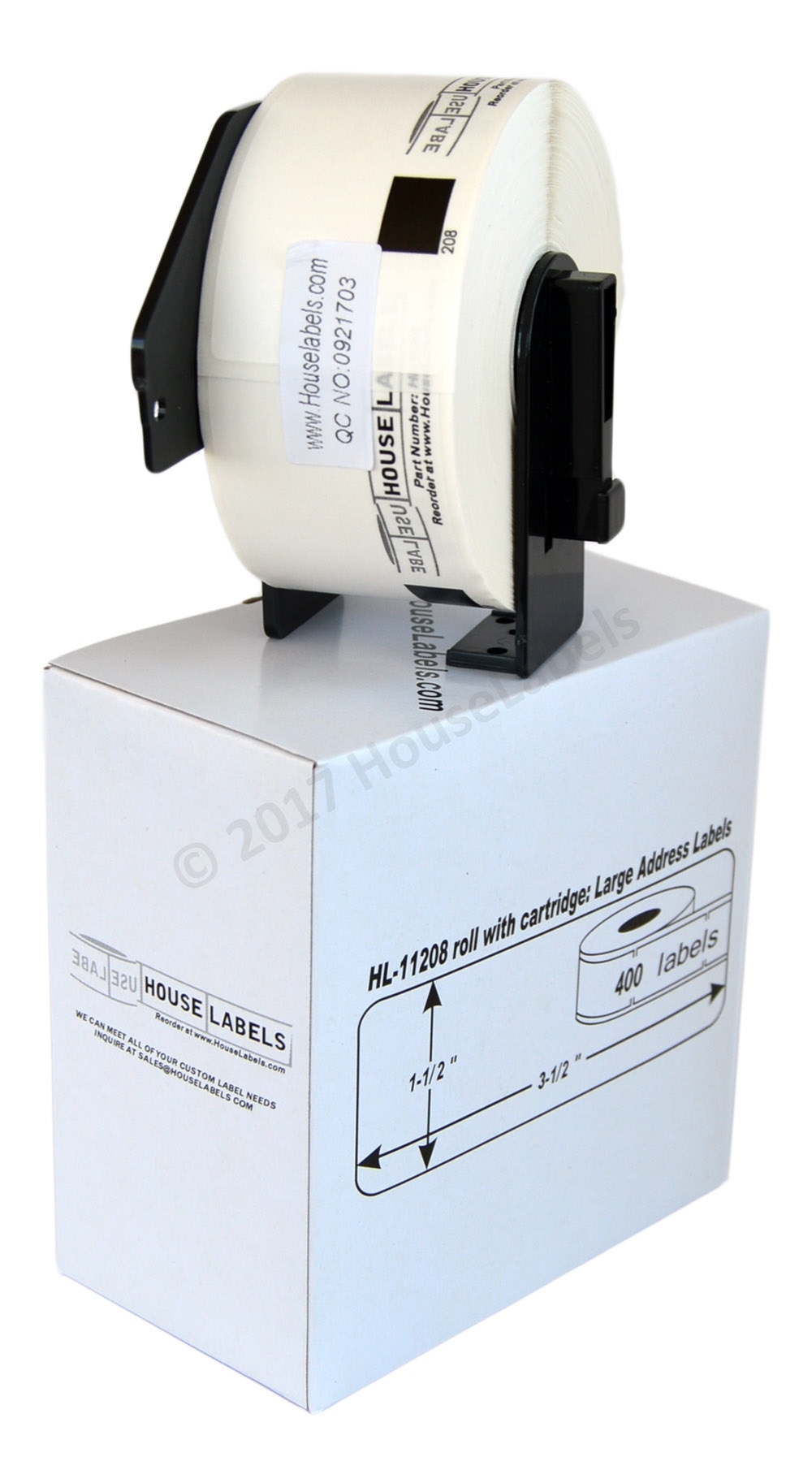 Brother DK-1208 Rolls Permanent Cartridges, 2/3" x 2-1/8"