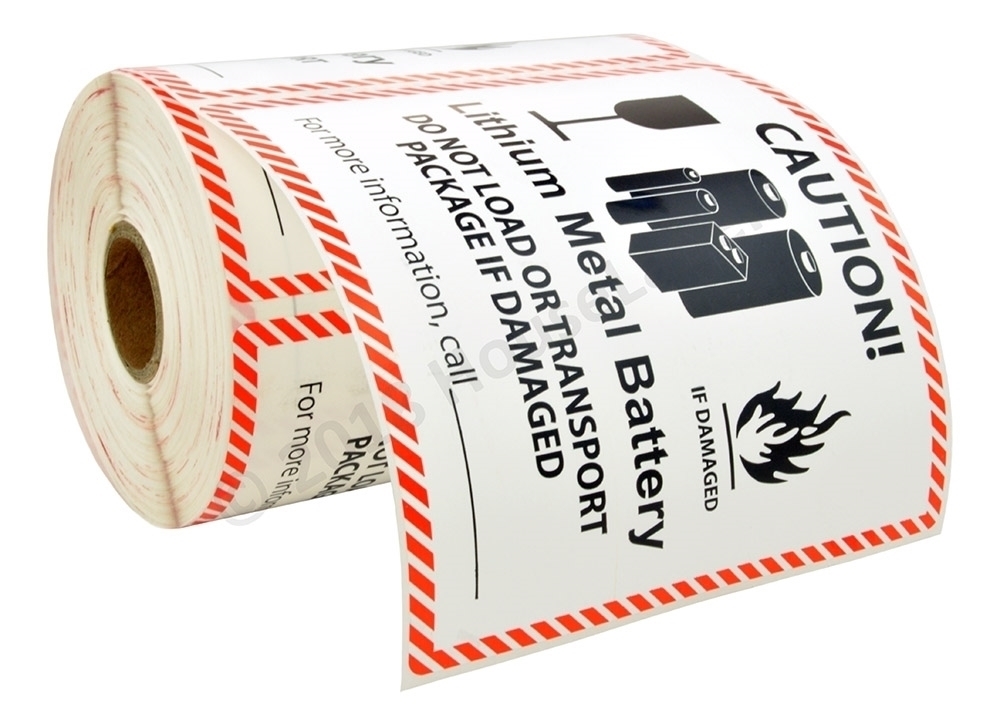 17 Rolls (300 labels per roll) Pre-Printed 4 5/8' x 5” CAUTION LITHIUM ...