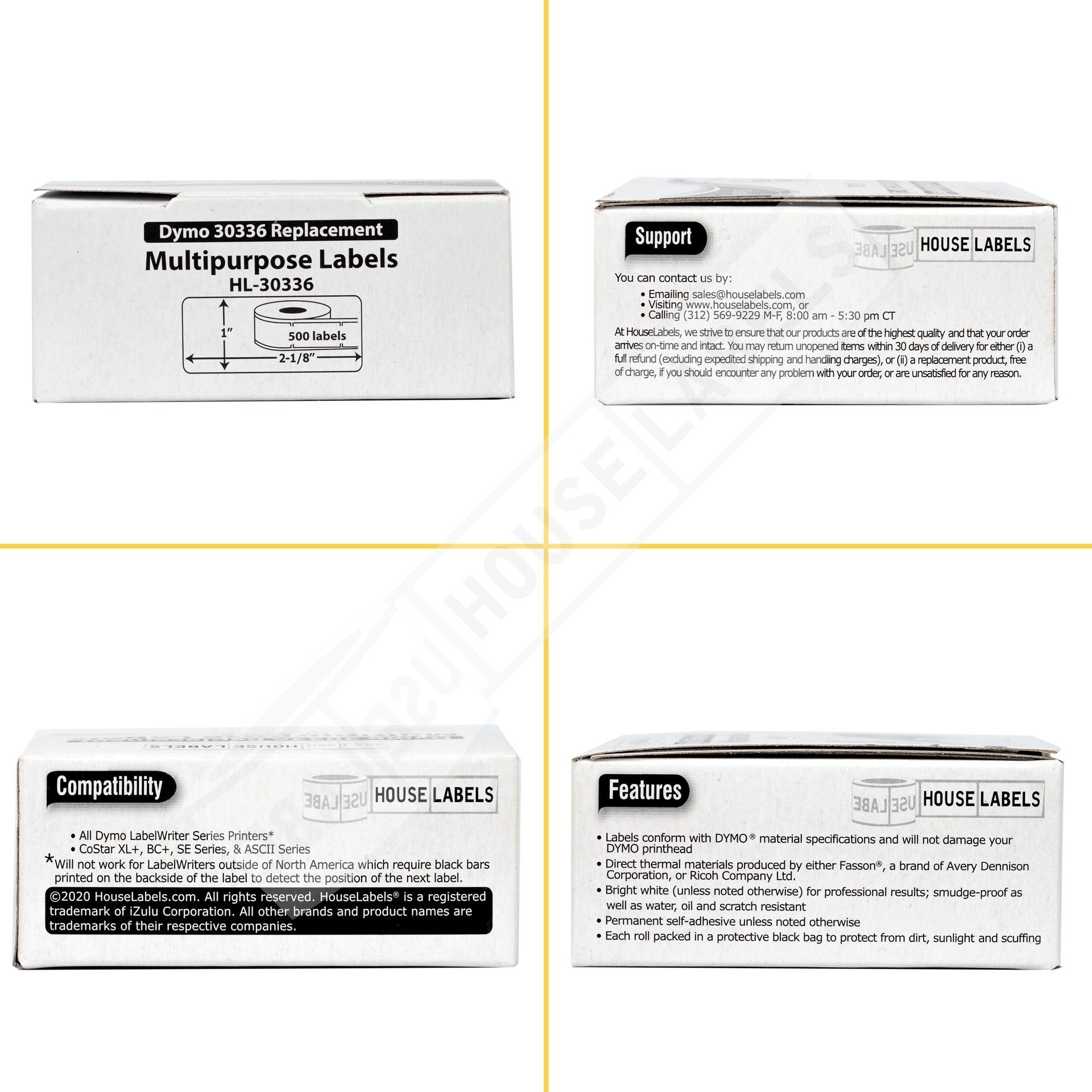 Dymo 30336 Multipurpose Labels | 1"Core | Houselabels.com