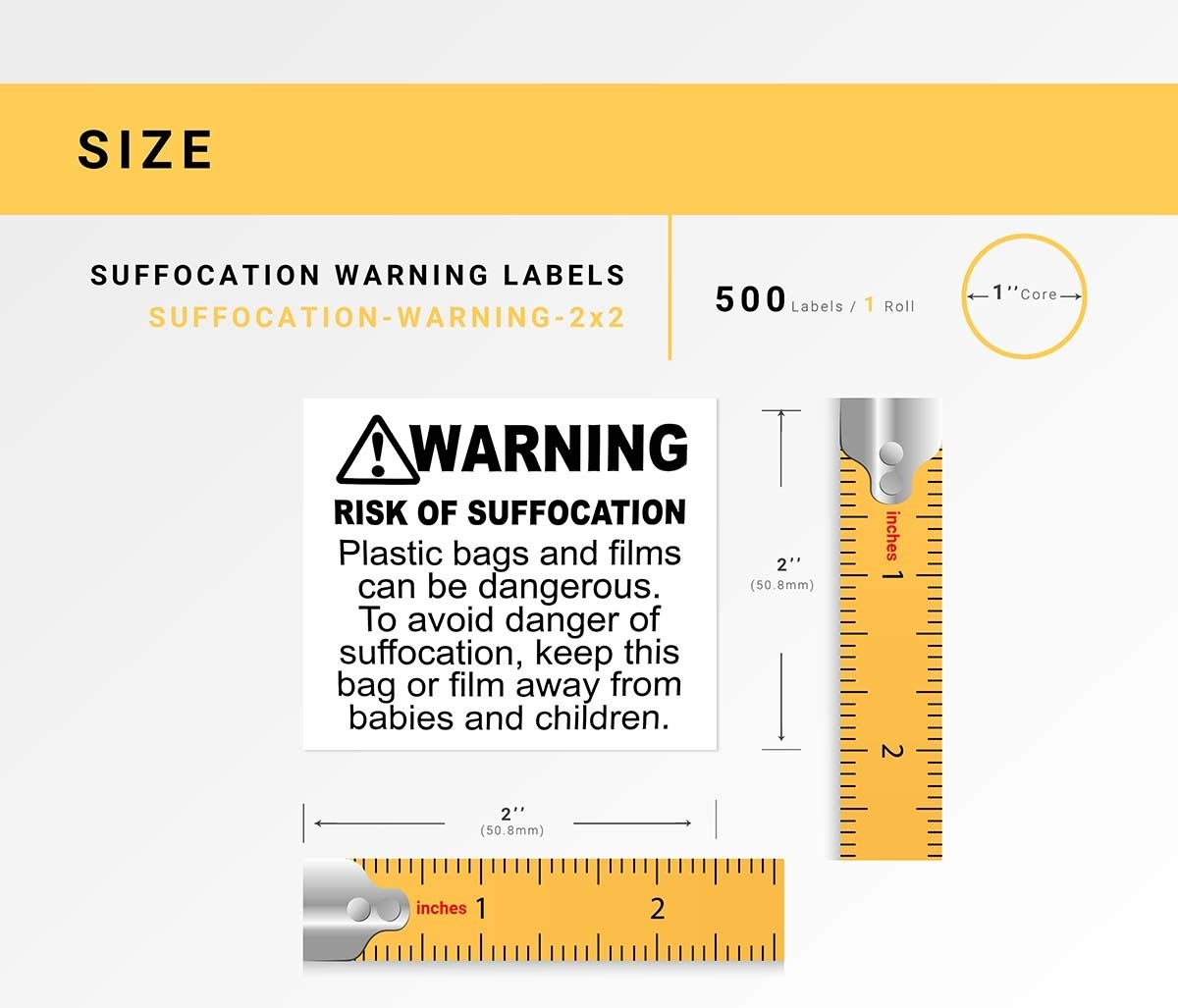 SUFFOCATION WARNING for FBA | 24 Rolls | HouseLabels.com