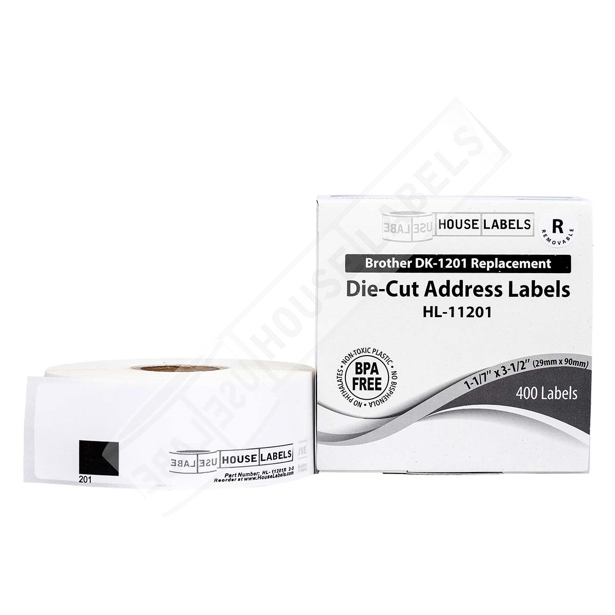 Brother DK 1201 | 12 Rolls | Removable Adhesive | HouseLabels.com