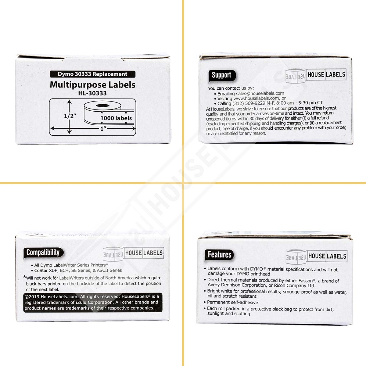 DYMO 30333 Multipurpose Labels | 2-up Labels | HouseLabels.com