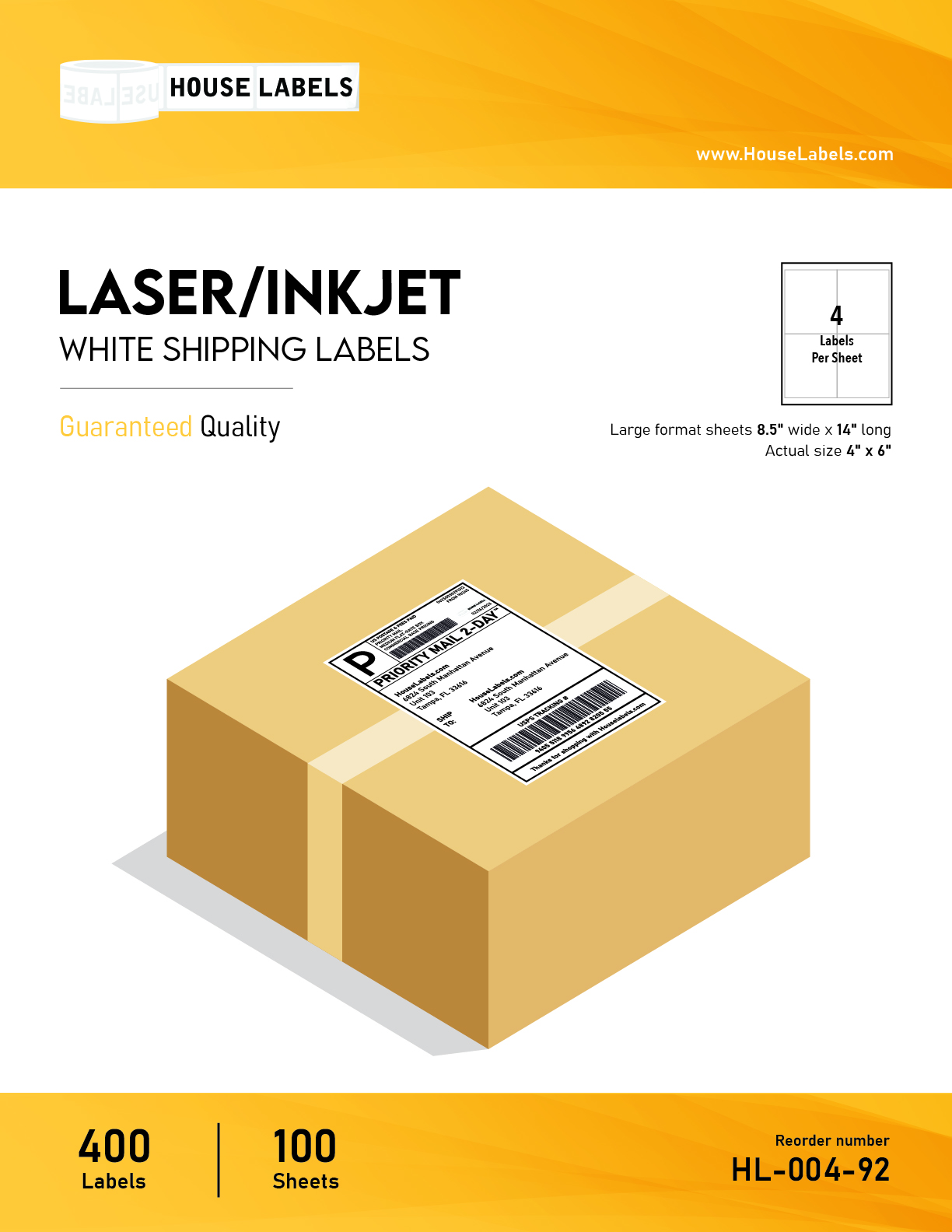 Avery Large Format Page | 4-Up per Page | HouseLabels.com