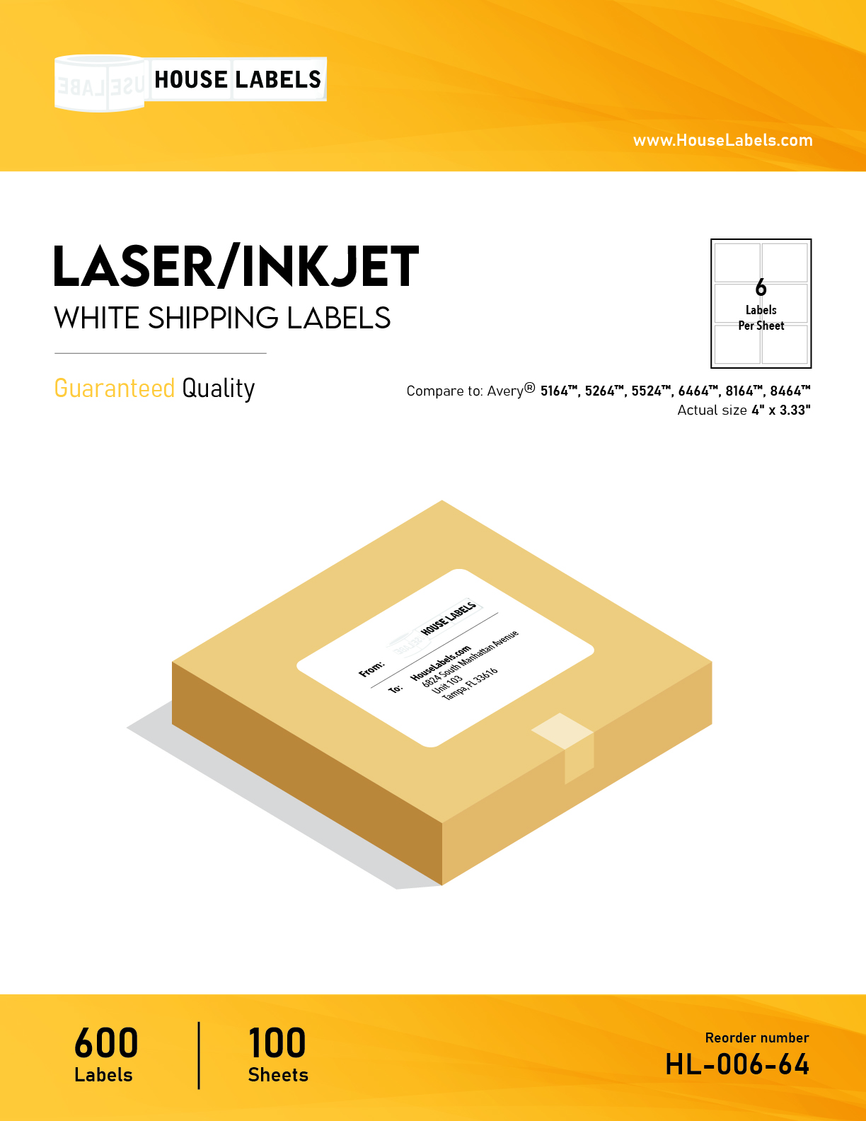 Avery 5164 | 6-Up per Page | HouseLabels.com
