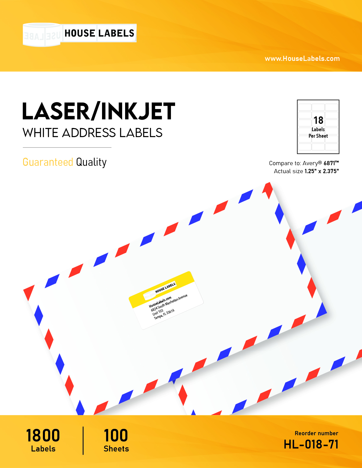 Avery 6871 | 18-Up per Page | HouseLabels.com