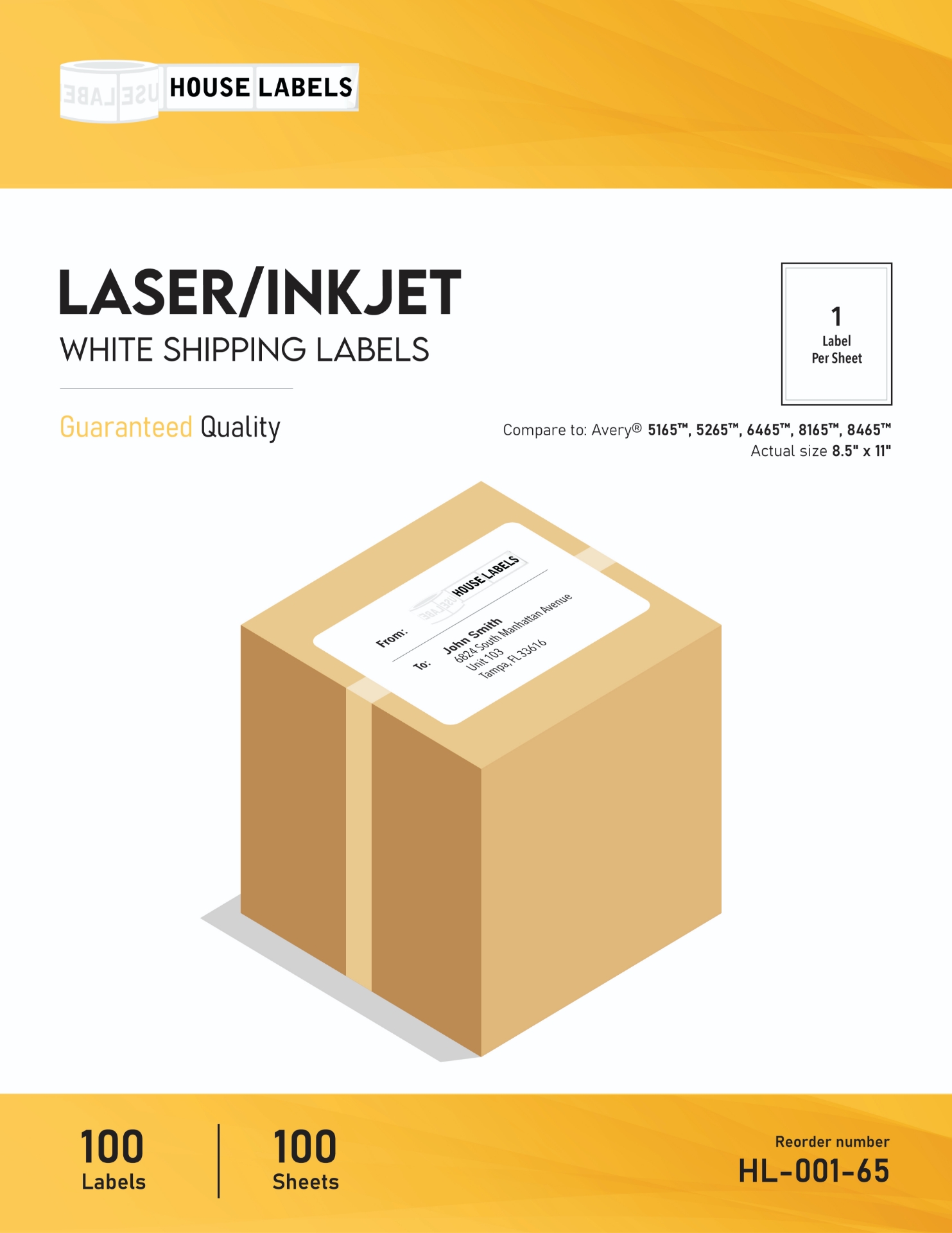 Avery 5165 | 1-Up per Page | HouseLabels.com