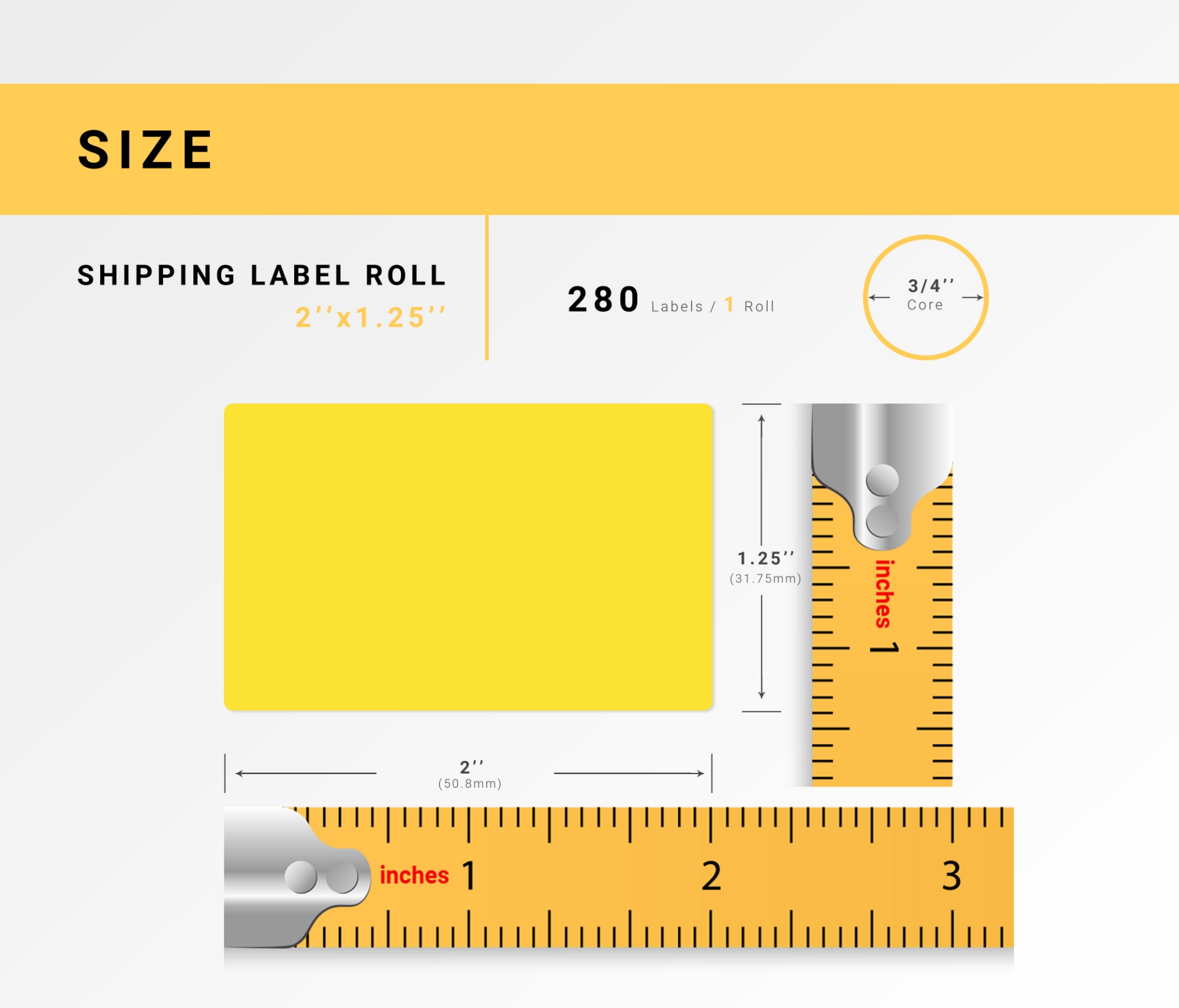 Buy Zebra Direct Thermal Labels 2x1.25core in Yellow Color