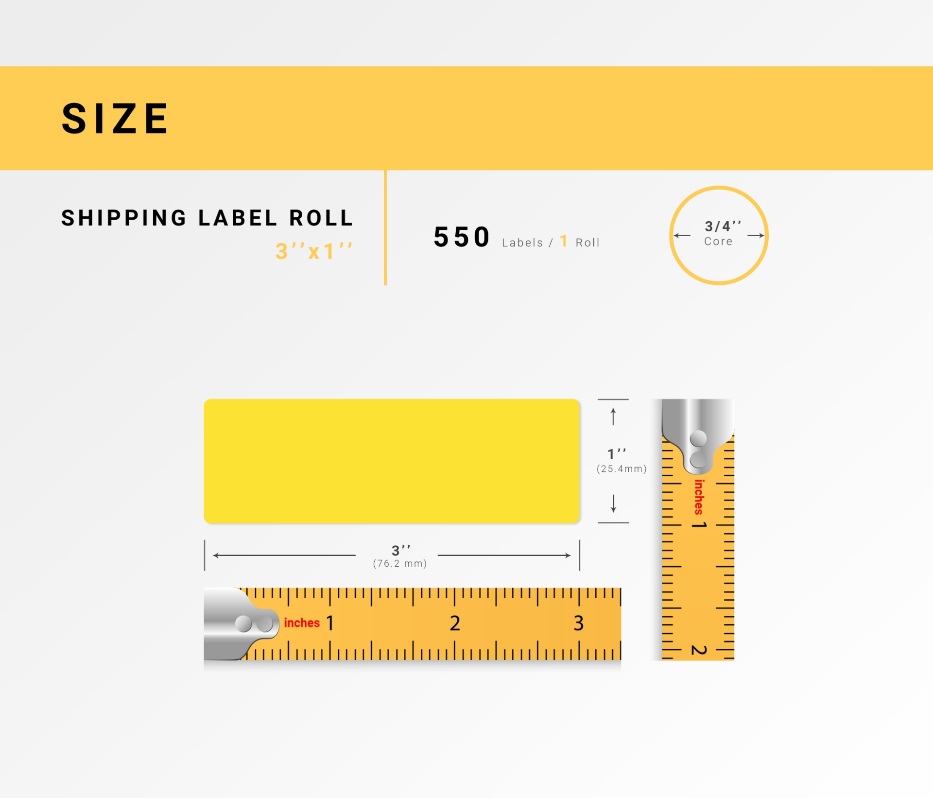 Buy Zebra Direct Thermal Labels 3x1core in Yellow Color
