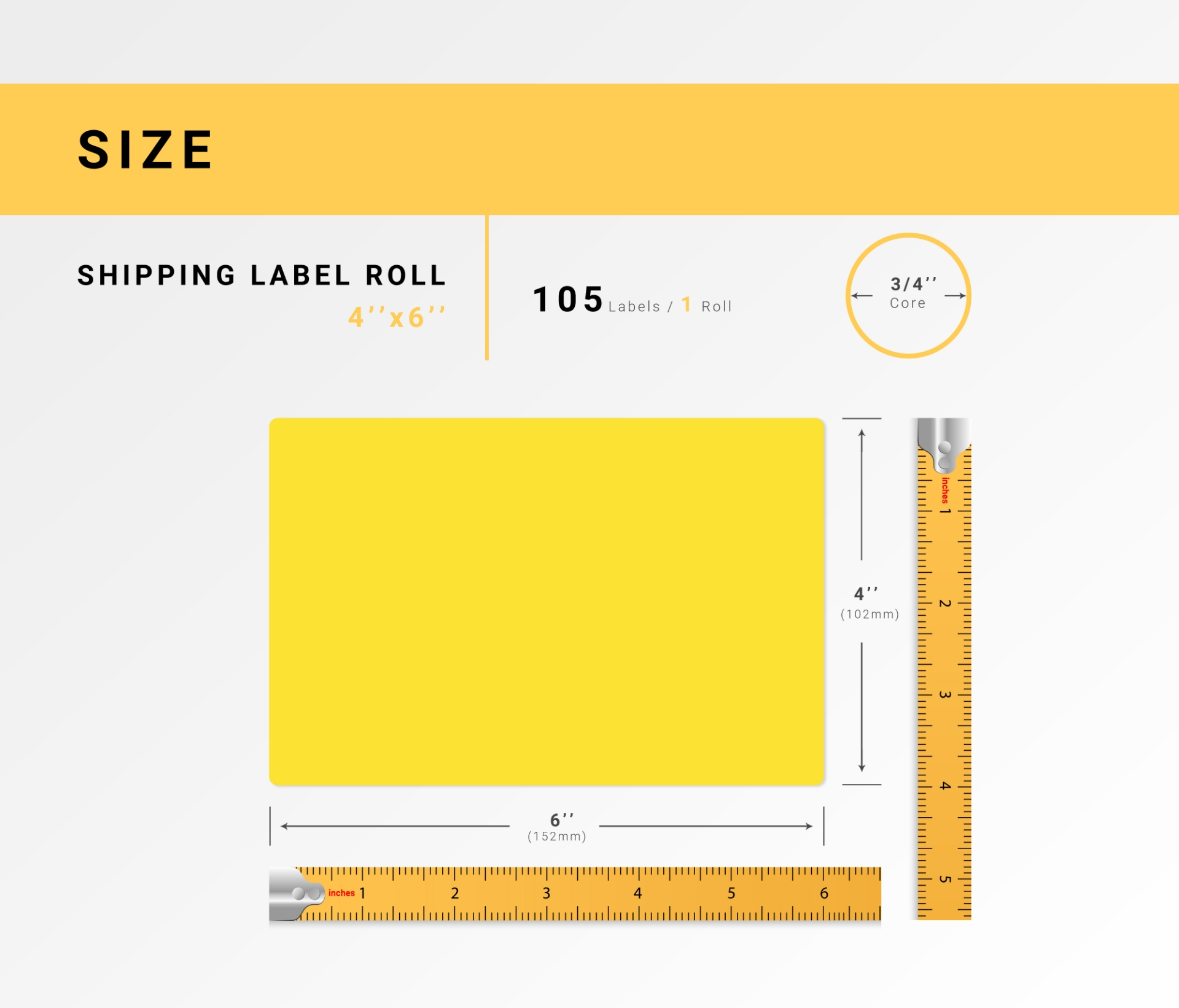 Buy Zebra Direct Thermal Labels 4x6core in Yellow Color